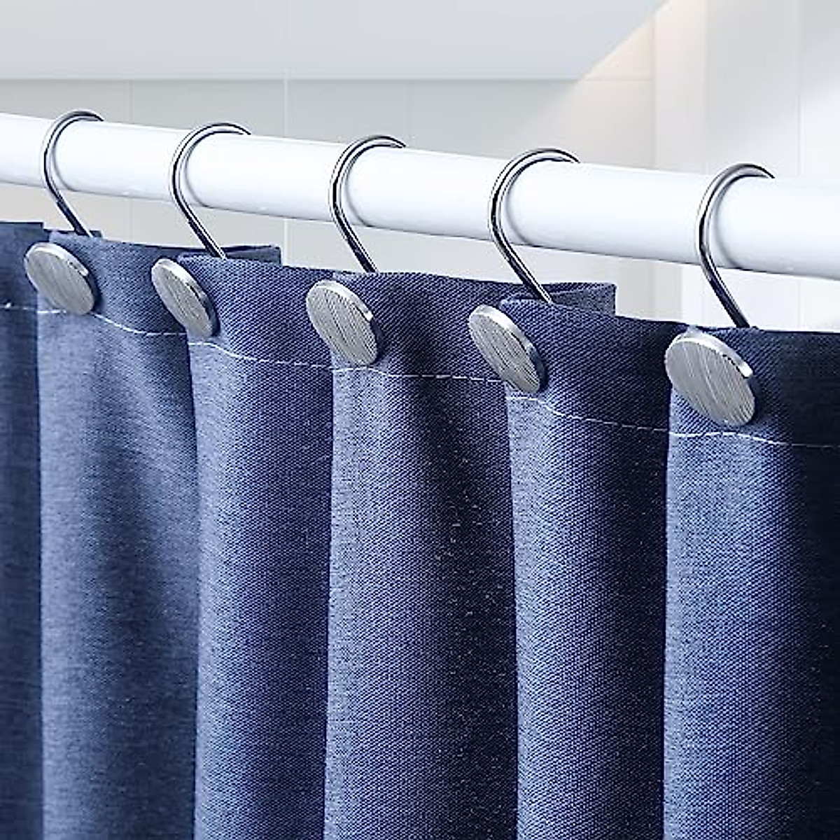 Silver Shower Curtain Hooks, Decorative Shower Curtain Rings, Modern Creative Metal Shower Curtain Hooks Rust Proof, Balanced Gliding Shower Hooks for Shower Curtain, 12 Pack, Circular Stripes