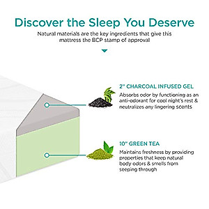 Best Choice Products 12in Full Size 2-Layer Medium-Firm Mattress w/Moisture Wicking, Odor Reducing Bamboo Charcoal Gel & Green Tea Infused Memory Foam - CertiPUR-US Certified