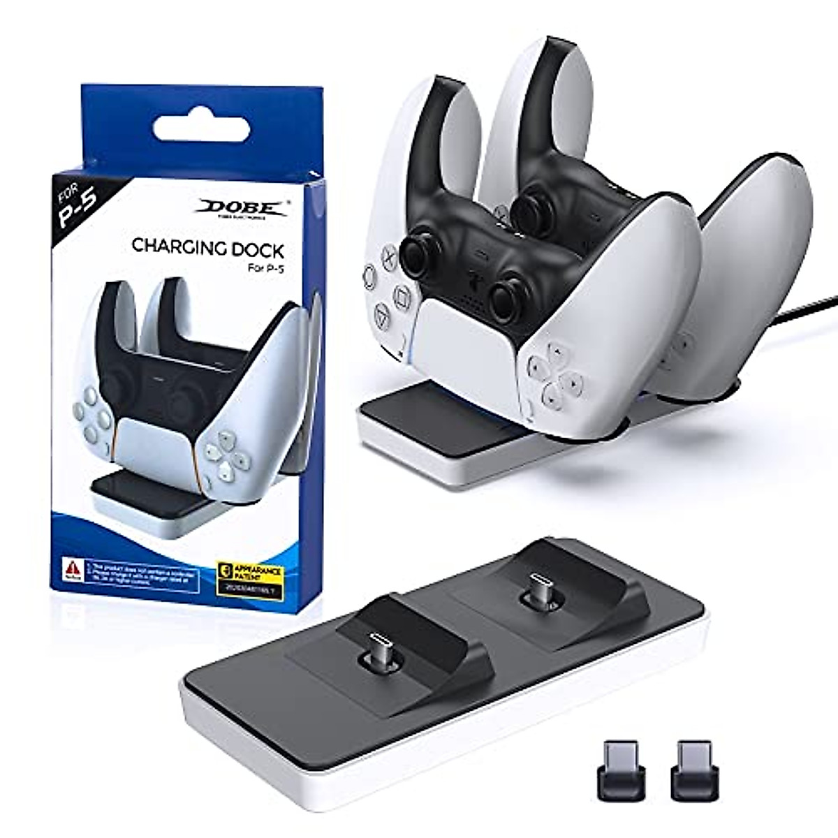 Davitu Electronics Video Games Replacement Parts - DOBE PS5 Dual Charging Dock for Sony Playstation 5 Wireless Controller Port Joystick Gamepad Fast Charger Stand Charging Base - (TP5-0505)