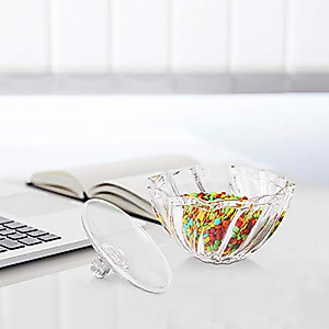 ComSaf Large Glass Candy Dish with Lid, Clear Covered Candy Bowl, Crystal Candy Jar for Home Kitchen Office Table, Set of 1