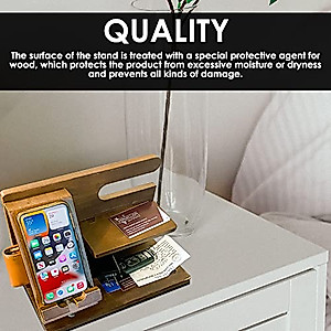 GOODTILA Nightstand Wooden Docking, Ash Wood Tray, Bedside Nightstand Organizer, Hand Crafted Wood Phone Docking, Valet Tray for Men, Husband Gift Idea