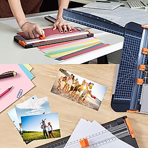 A4 Paper Cutter Paper Trimmer Portable Paper Slicer, 12 Inch Titanium Scrapbooking Tool with 3pcs Replacement Blades with Safeguard Side Ruler for Craft Paper, Coupon, Label and Cardstock