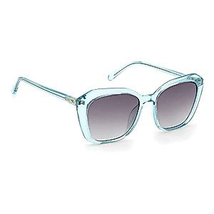 Fossil Women's Female Sunglass Style FOS 3116/S Rectangular, Crystal Teal/Gray Shaded, 54mm, 17mm