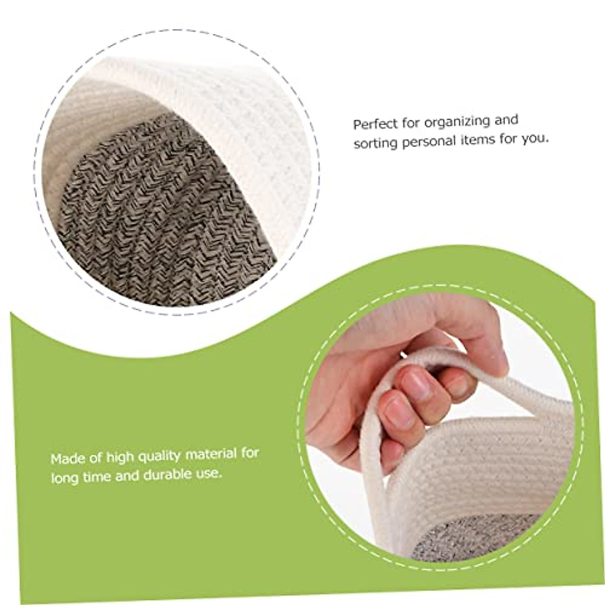 WHAMVOX 1pc Woven Storage Basket Wicker Storage Toy Baskets Woven Baskets Knitting Rope Basket Storage Bins for Toys Rope Storage Baskets Toy Storage Bin Basket White Cotton Rope