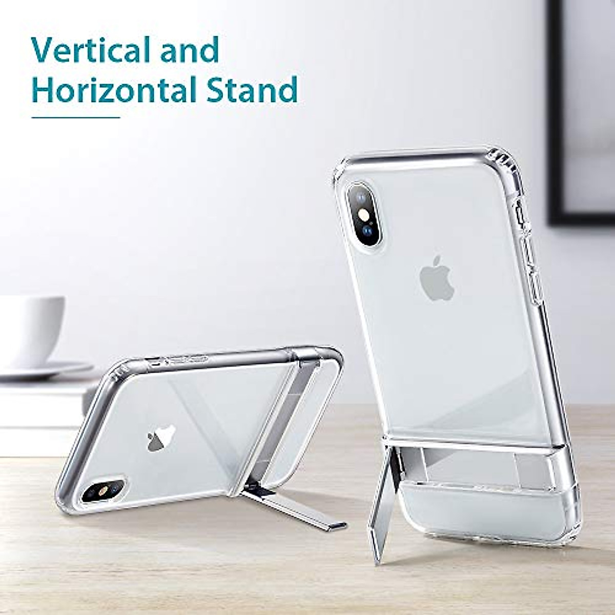 ESR Metal Kickstand Case for iPhone XR, [Vertical and Horizontal Stand] [Reinforced Drop Protection] Flexible TPU Soft Back for The iPhone XR, Clear