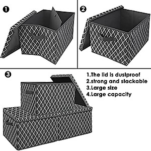 VERONLY Storage Bin with Lid Toy Boxes Organizer - Collapsible Fabric Storage Cubes Baskets with Durable Handles for Closet,Playroom,Shelves,Office,Nursery,Pantry(15.9x12x10.2 inches) - Set of 3 Grey