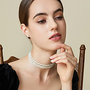 BABEYOND Round Imitation Pearl Choker Necklace Multi Strands Choker 20s Flapper Necklace Accessories for Gatsby Themed Party
