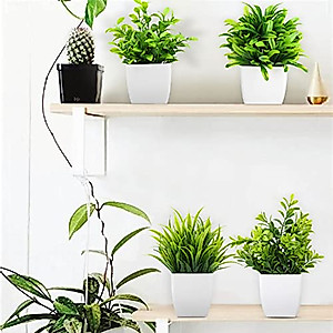 LELEE Artificial Plants Mini Fake Potted Plants, 8 pcs Small Eucalyptus Potted Faux Decorative Grass Plant with White Pot for Home Decor, Indoor, Office, Desk, Shelf, Table Decoration