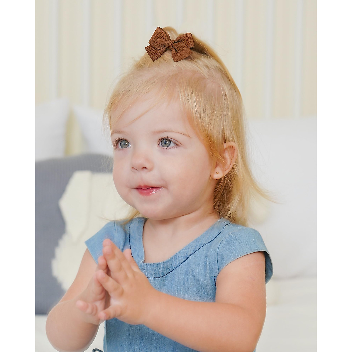 Jollybows 20pcs Baby Hair Clips Girls Bows 2" Mini Alligator Clip Toddler Pigtail Bow Fine Hair Clip