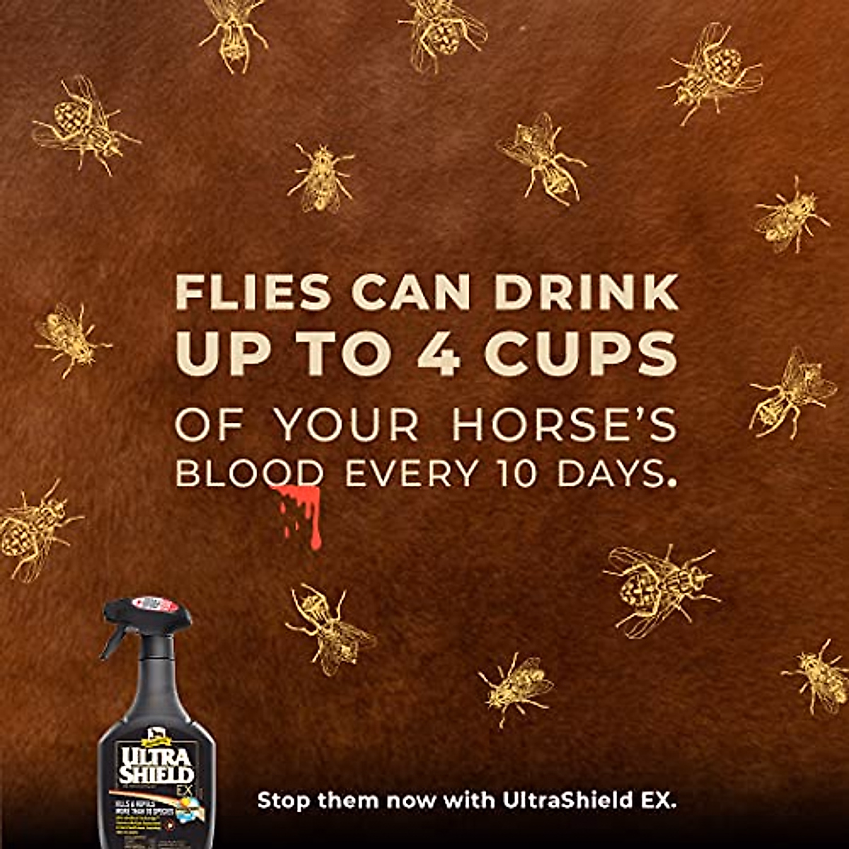 Absorbine UltraShield EX Insecticide Spray for Horses & Dogs, Kills & Repels Fly Tick Mosquito Flea Lice, Lasts Up to 17 Days, 32oz Quart Spray Bottle