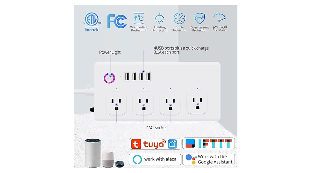 Smart WiFi Power Strip - Control Outlets & USB Ports