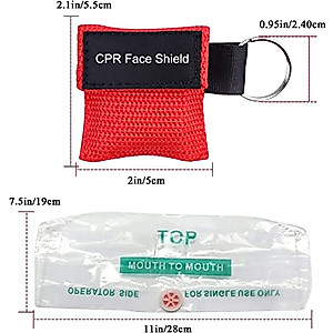 Yzpacc Set of 50 CPR Mask, Disposable CPR Shield Mask Emergency Mask Key Chain Ring ,with One-Way Valve Breathing Barrier for First Aid or AED Training (Colorful-50PCS)