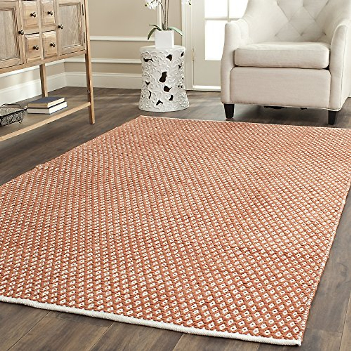 SAFAVIEH Boston Collection 6' x 9' Orange BOS685C Handmade Flatweave Cotton Area Rug