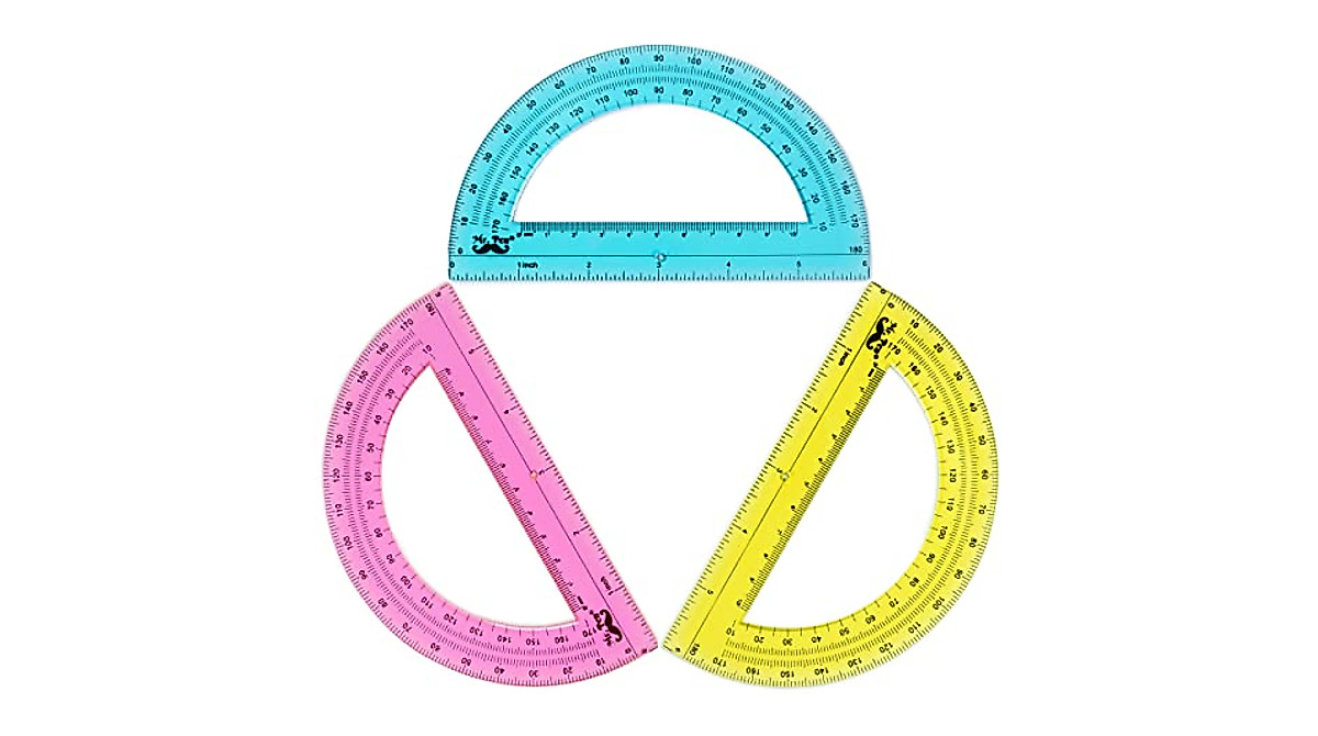 Mr. Pen Colorful Protractors - 3 Pack for Kids' Geometry