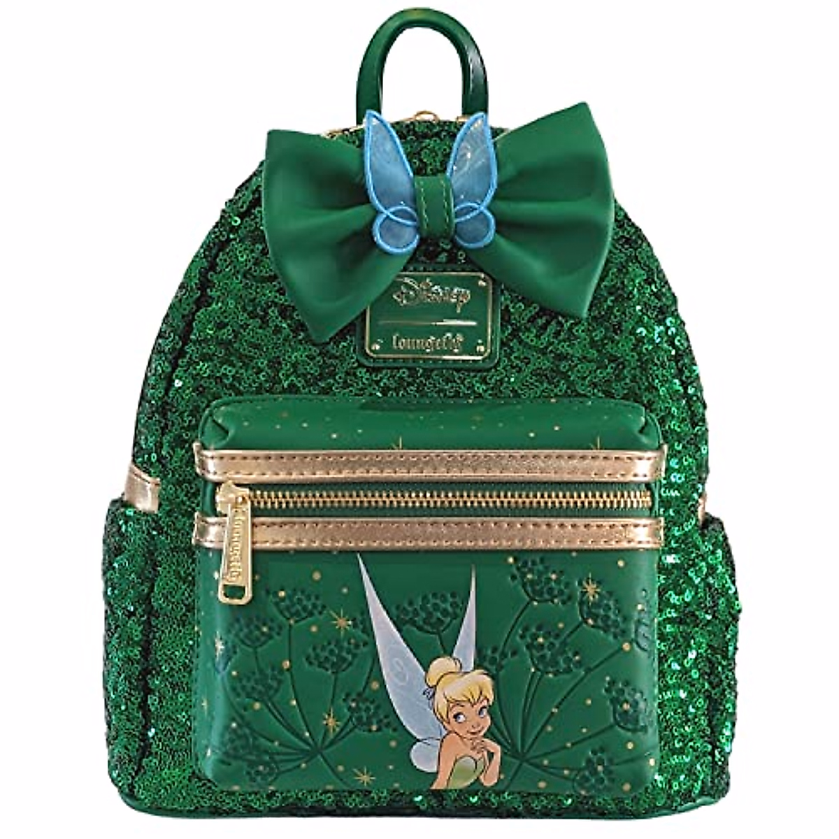 Loungefly Tinkerbell Green Sequin Mini Double Strap Shoulder Bag