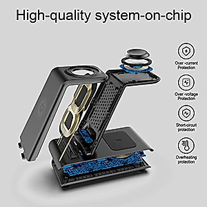 3 in 1 Wireless Charging Station for Samsung Wireless Charger Stand Magnet Galaxy Watch 4/3 Active 2/1 Galaxy S23/S22 S21/S20/S10/S10e/Note 20/10/9/8/Z Flip/3 Fold 3 Galaxy Buds 2/Live Multiple Device