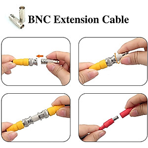 BNC Cable, 200ft 4Pack All-in-One Siamese Video and Power Security Camera Wire Cord with 2 Female Connectors for All Max 5MP HD CCTV DVR Surveillance System