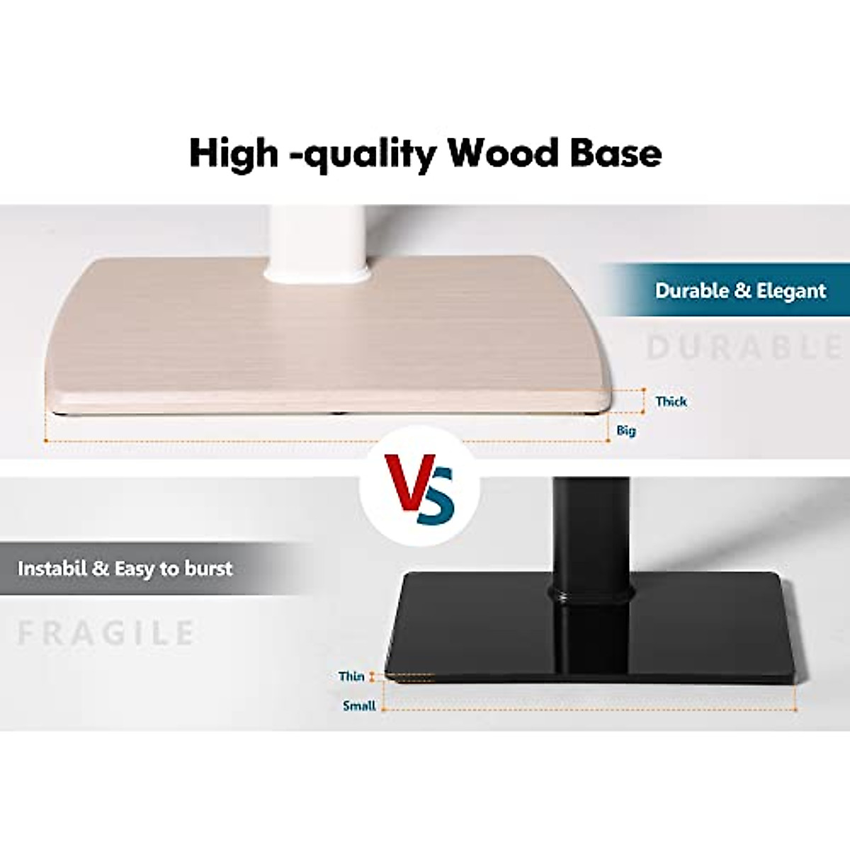 FITUEYES TV Stand for 32 39 40 43 49 50 55 60 65 70 Inch TVs Tall Floor TV Stands with Sturdy Wood Base Universal Corner Stand for Flat Panel Screen TVs Height Adjustable Shelves White