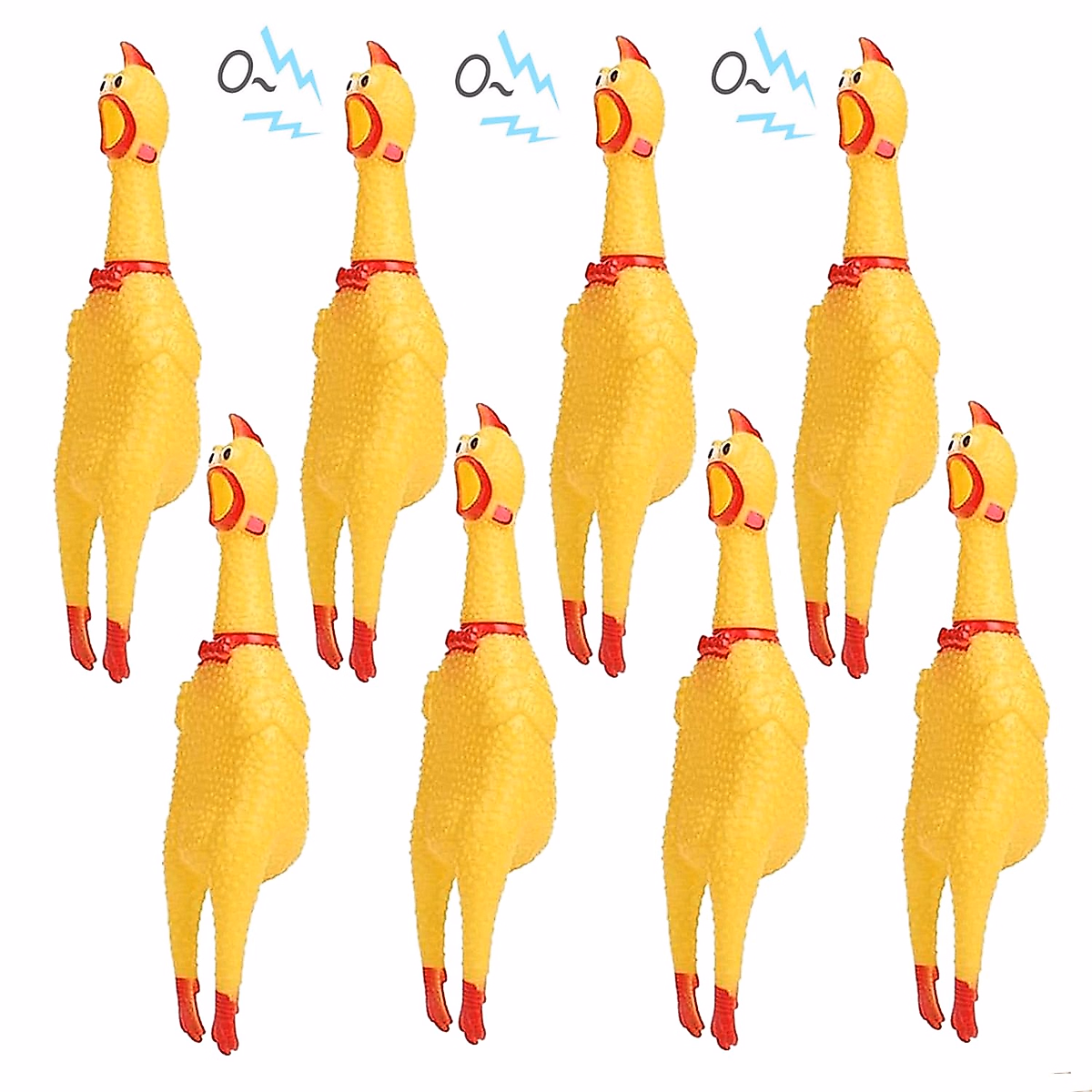 Homenite 8 Pack Large Screaming Chicken Toy Rubber Squawking Big Chicken Squeeze Chicken Prank Novelty Noisemaker Toy 12 inch
