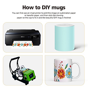 Dmsky Sublimation Coffee Mugs Tazas Para Sublimar 11 oz Blank Bulk Coffee Mug White Ceramic Photo Cups With Box, Heat Tape, sublimation paper Ideal for Crafts Printing Set of 12