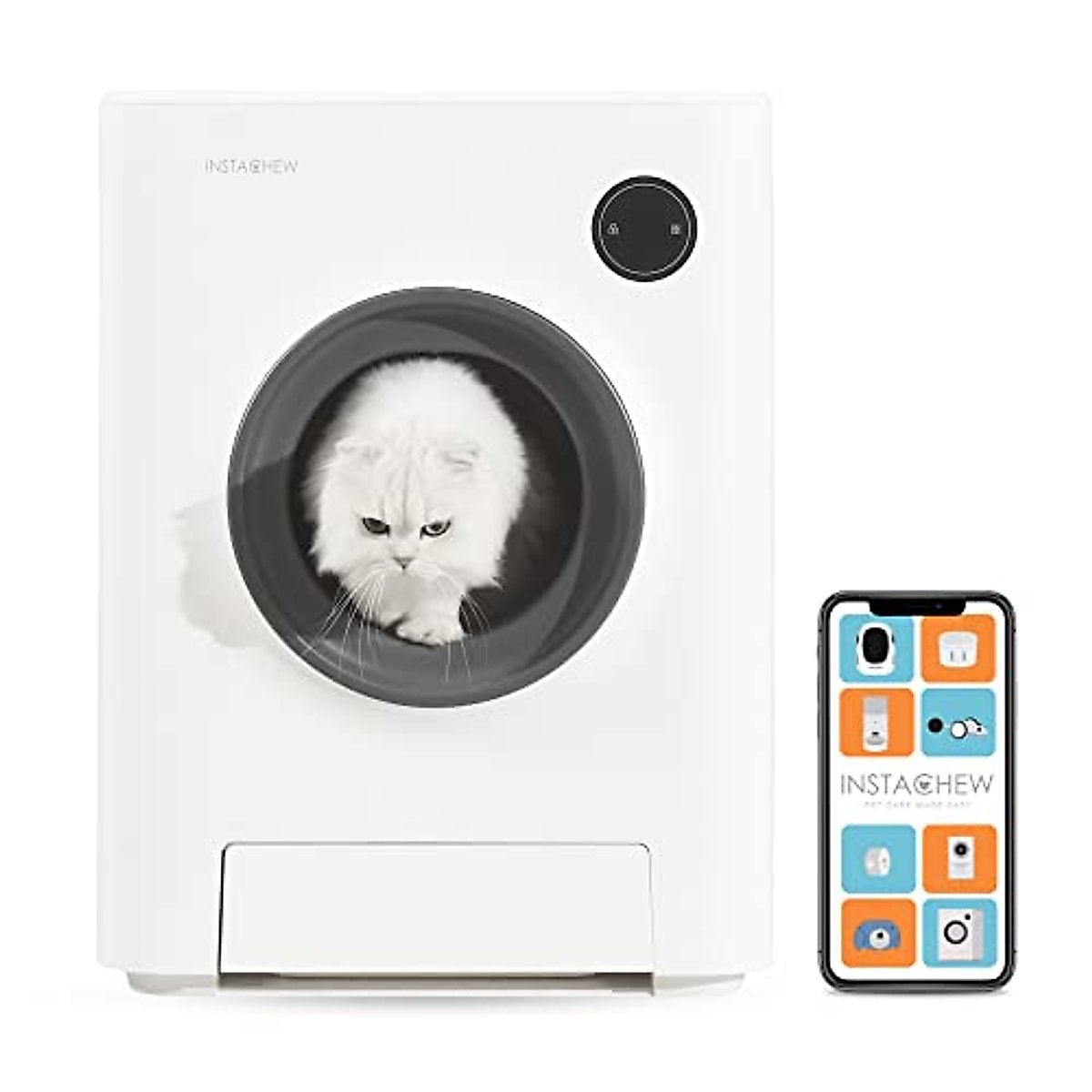 INSTACHEW Purrclean Automatic Self Cleaning Cat Litter Box, Smart App Enabled Litter Box, Large Capacity for Multiple Cats, Secure and Odorless (Purrclean)