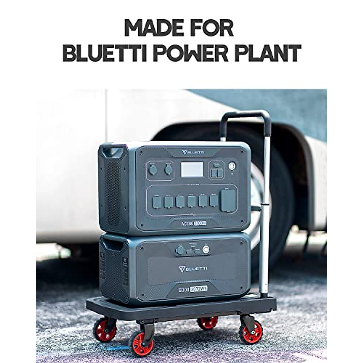 BLUETTI Trolley Cart for AC200P AC200MAX AC300 B300 B230 EB70 EB240 SP200 PV200, Anti-slip Platform Hand Truck Foldable for Easy Storage, Universal Wheels with 330 lbs Weight Capacity