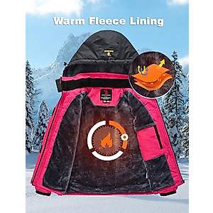 TBMPOY Women's Warm Winter Coats Waterproof Windproof Snow Jackets Insulated Fleece Rain Jacket for Skiing Outdoor Rose S