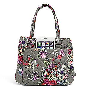 Vera Bradley Women's Cotton Mini Multi-compartment Crossbody Purse, Hope Blooms - Recycled Cotton, One Size