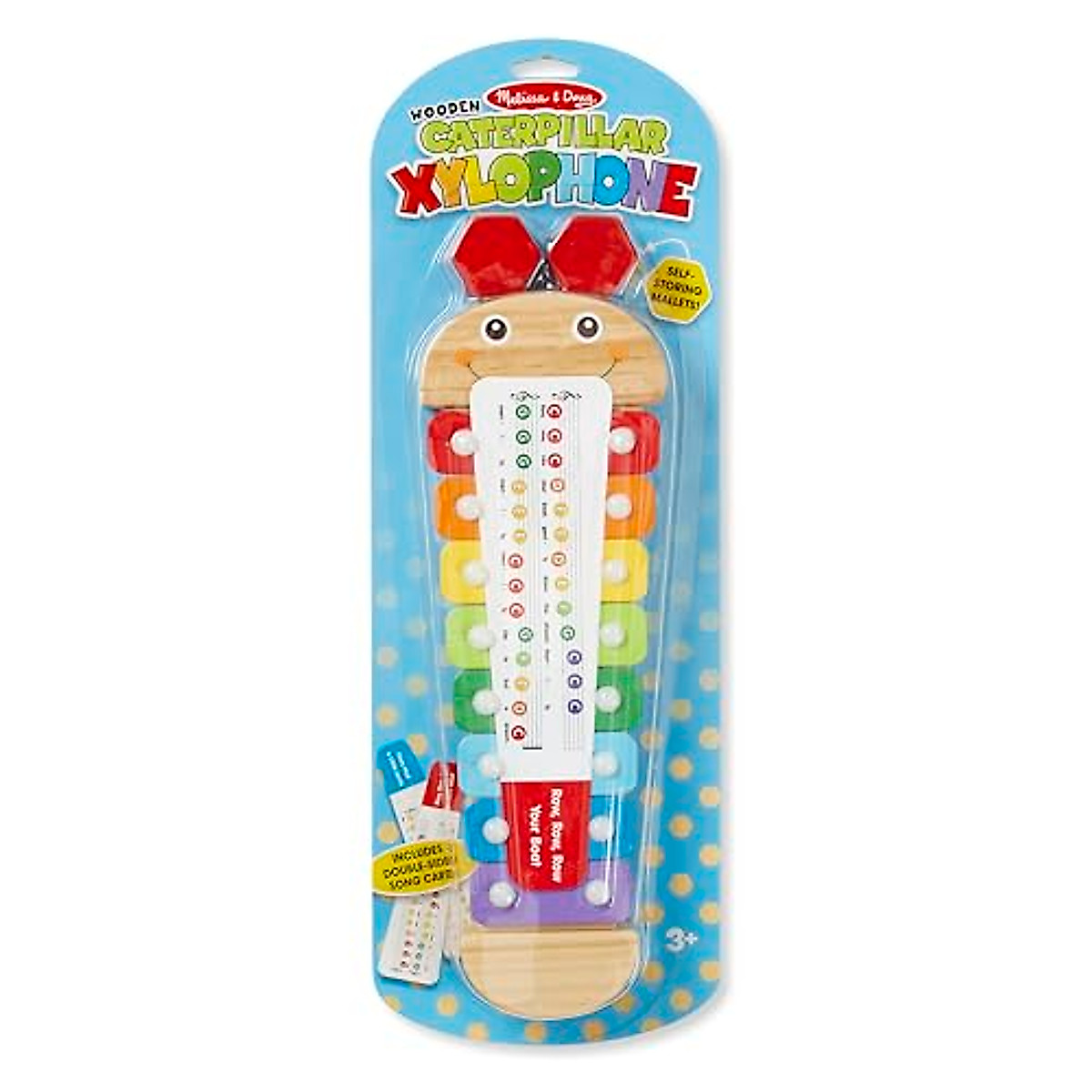 Melissa & Doug Caterpillar Xylophone Musical Toy With Wooden Mallets 15.25" x 6.5" x 1.5 - For Toddlers,Ages 3+,Blue