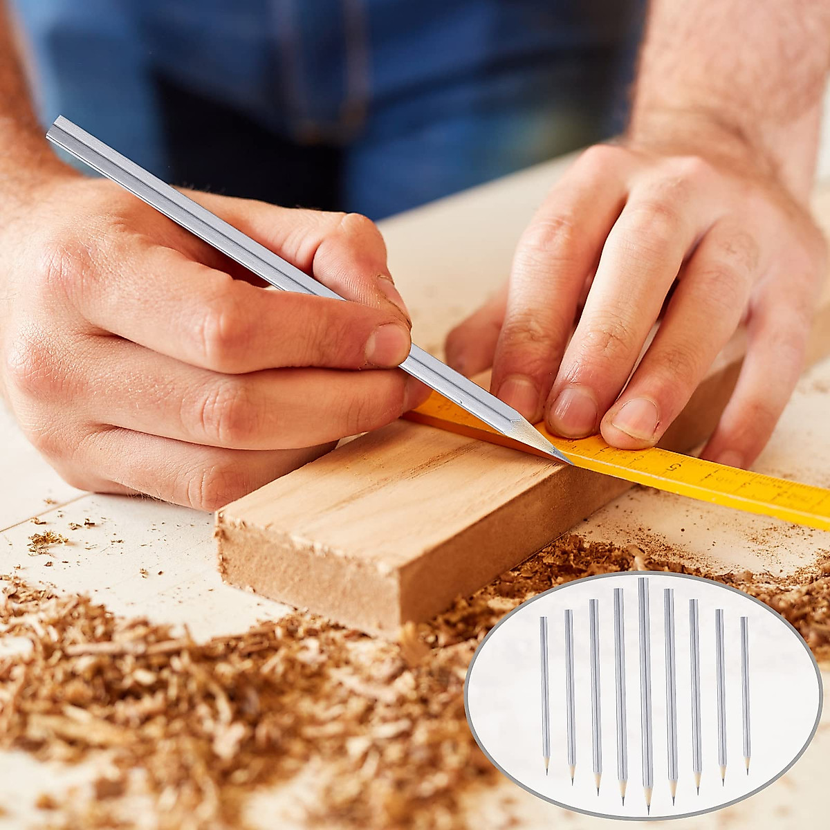 Gersoniel 48 Pack Metallic Marking Pencil Water Soluble Colored Pencils for Construction Workers Metal Work Plumbers Framers Carpenters Teacher Marking Tools, 6.9 Inches in Length (Silver)