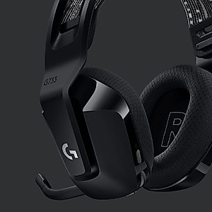 Logitech G733 Lightspeed Wireless Gaming Headset with Suspension Headband, LIGHTSYNC RGB, Blue VO!CE mic Technology and PRO-G Audio Drivers, Lightweight, 29 Hour Battery Life, 20m Range - Black