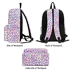 Leopard Classic Girls School Backpack, Lightweight Basic Big Kids Bookbags 17 Inch for Middle School Elementary, Stylish Casual Youth Daypack with 15-Inch Laptop Sleeve for Student Travel Outdoor, 24L