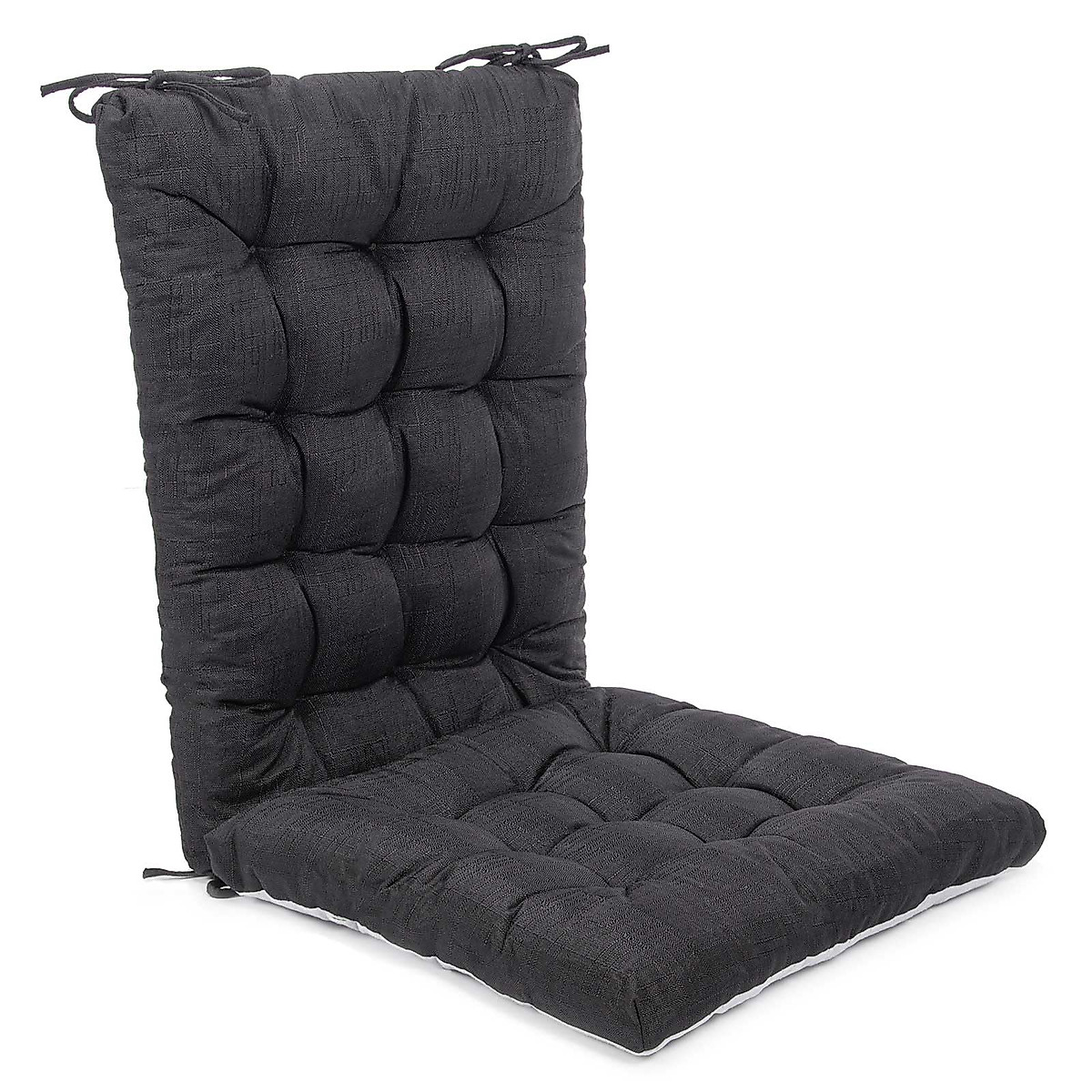 Rocking Chair Cushion Comfortable Tufted Seating Pads Non-Skid Backed Set of Cushion Back and Seat Bottom for Porch Rocker Outdoor Indoor Office Dining Chairs (24"x17" Back, 17"x17" seat, Black)