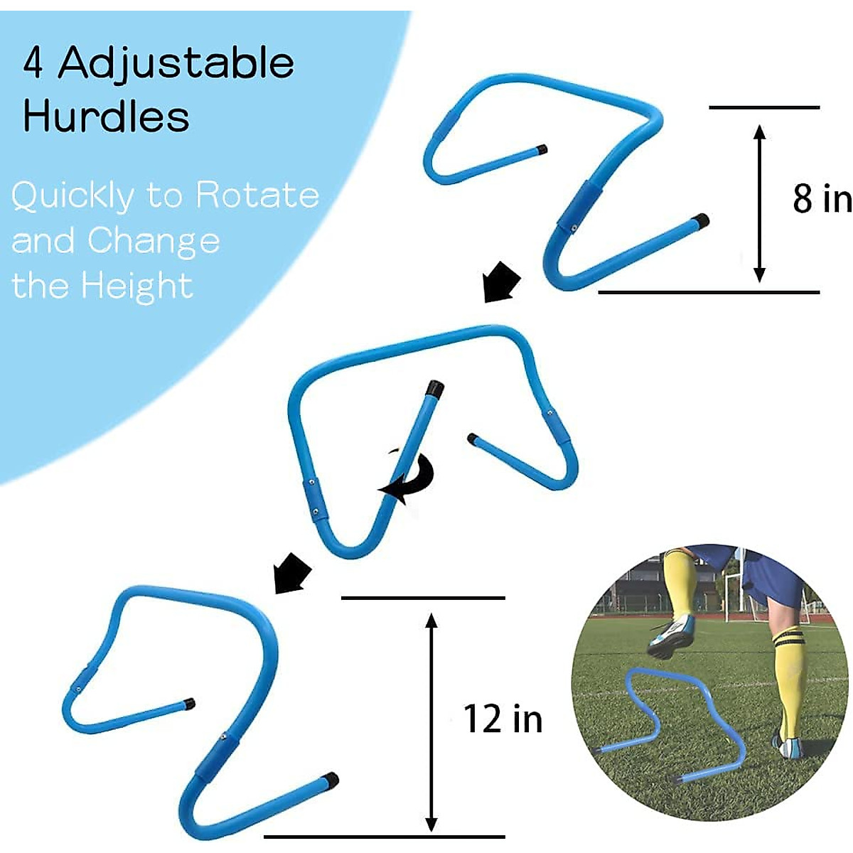 KATZEIST Agility Training Equipment, Kids Soccer Hurdles Agility Ladder Equipment Set Agility Training Set for Tennis, Football, Soccer, Basketball,Speed Agility Training kit, Blue