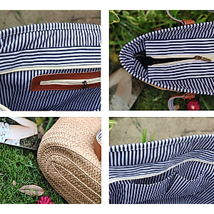 LDTDO Women Shoulder Bags Wicker Woven Handbags Handmade Summer Beach Travel Bag Female Large Capacity Tote Purse (Color : D, Size : 1)