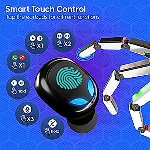 TALK WORKS True Wireless Earbuds - Gaming Headphones Compatible with BT 5.0, Passive Noise Cancellation, Smart Touch Controls, Easy to Connect, USB-C Charging Cable Included, Black (04877)