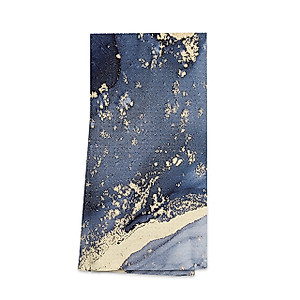 OHSUL Navy Blue Marble with Golden Veins Absorbent Kitchen Towels Dish Towels Dish Cloth,Abstract Modern Texture Hand Towels Tea Towel for Bathroom Kitchen Decor