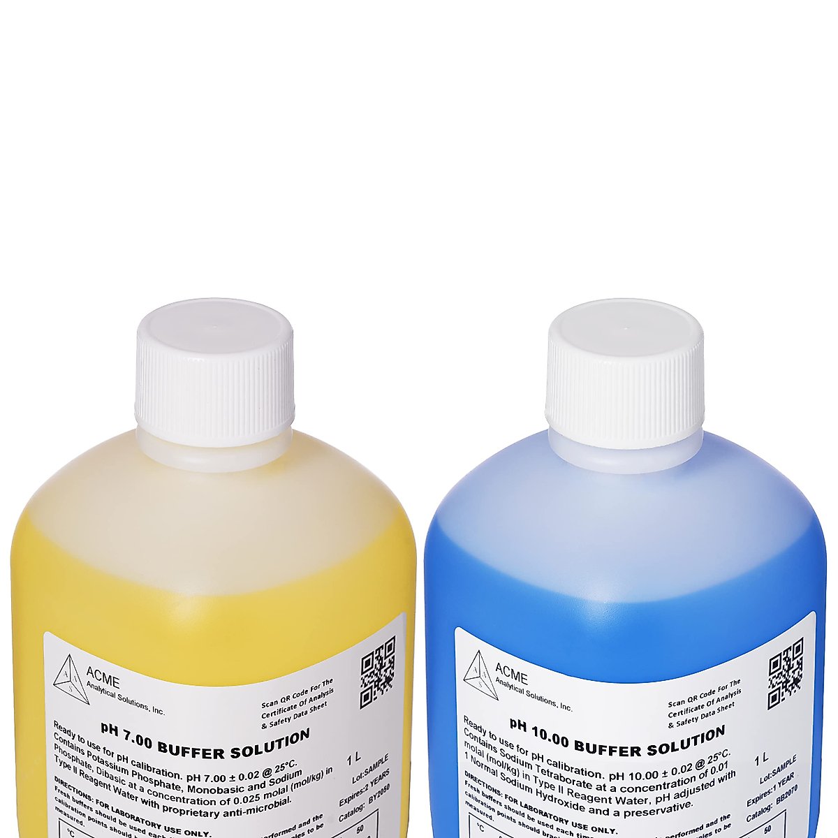Acme Analytical Solutions pH 7 and 10 Buffer Solutions, 2 Liters, pH Meter Calibration Solutions, NIST Traceable Reference Standards, Designed for All pH Meters, pH Buffer Combo, 2 Quarts