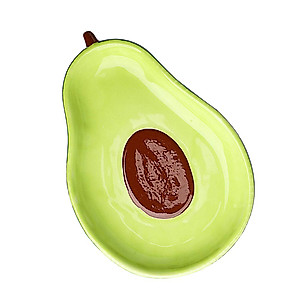 Garneck Ceramic Avocado Shaped Shaped Serving Plate Ceramic Sauce Dish Dip Bowls for Fruits Salads Dessert Appetizers