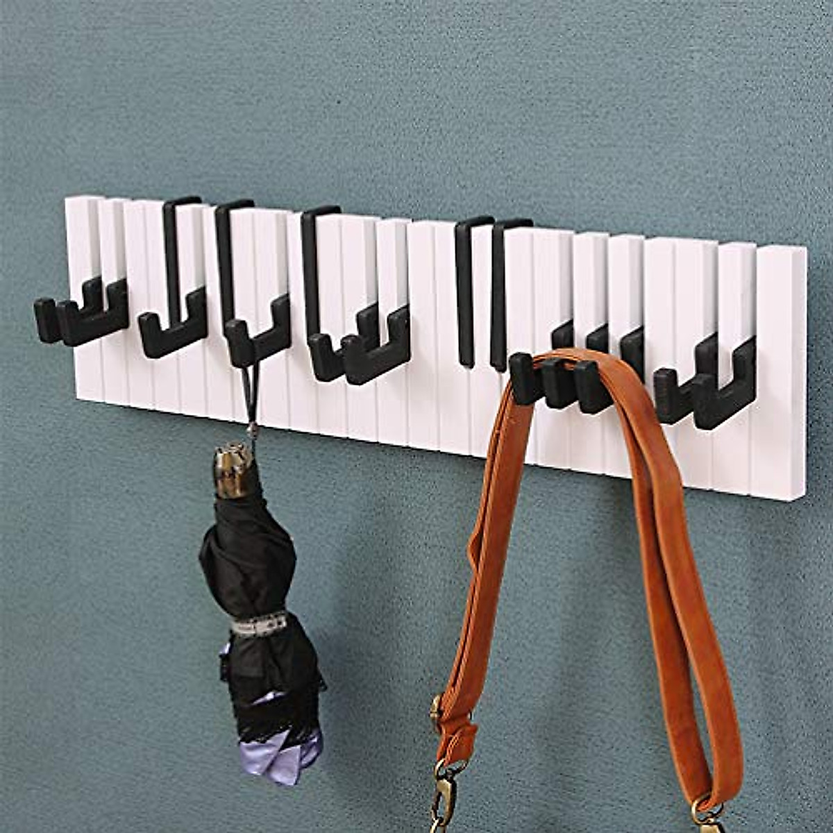 VOSAREA Wall-Mounted Coat Hook,Piano Shape Artistic Coat Rack Heavy Duty Wooden Entry Hanging Coat Hat Clothes Holding Rack 22.8inch