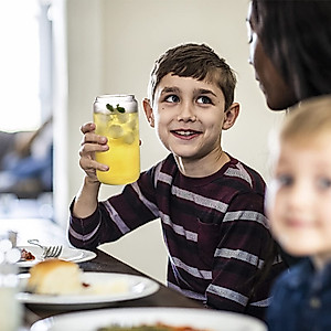 JMScape Clear Sublimation Glass Cups Blanks with Bamboo Lid and Straw 6pcs Set, 16oz Sublimation Glass Tumbler, Sublimation Beer Can Glass for Iced Coffee Soda Drinks