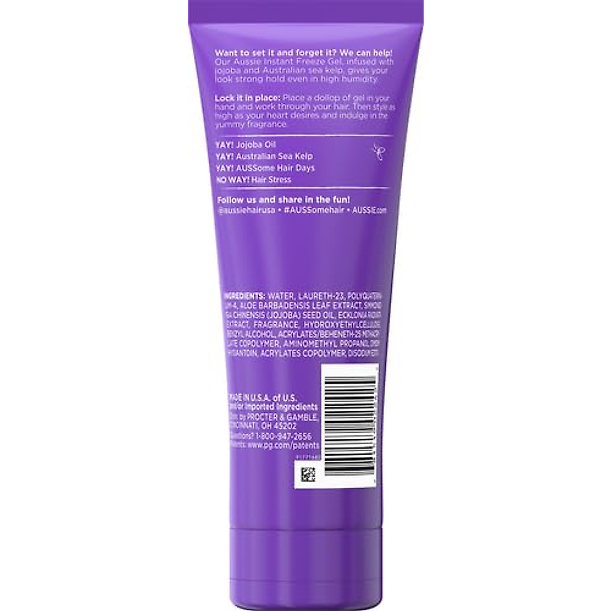 Aussie Instant Freeze Hair with Jojoba Oil & Sea Kelp Gel, 7.0 oz