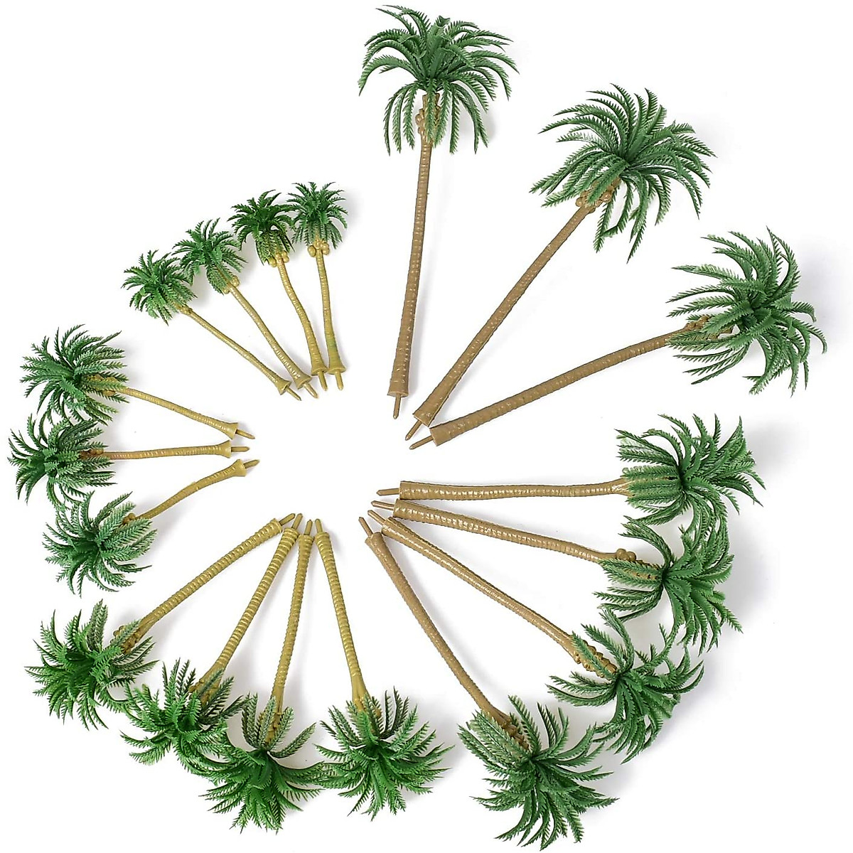 HUIANER Palm Tree Model Trees, Miniature Palm Trees Mixed 5 Size Fake Plastic Trees with No Stands for DIY Scenery Landscape Cake Decoration（18PCS 3.1" - 6.3"）