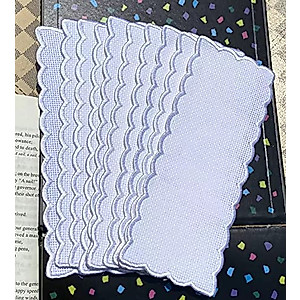 10pcs Pure White Embroidery Edged Book Mark to Cross Stitch, Blank Cross Stitch Bookmark for DIY