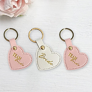 GroomBrideGifts Bridesmaid Gifts Bachelorette Party Favors Decorations For Women 10 Pcs Team Bride Keychains.（Light Pink）