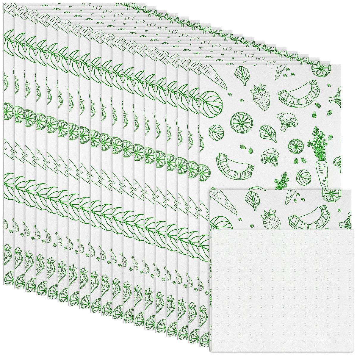 20 Pack Refrigerator Liners Absorbent Fridge Liner Veggie and Fruits Print Shelf Liner Non Adhesive for Kitchen Tray Sink Drawer Cabinet Wire Shelves Organizer Mat, 12 x 24 Inch (Fresh)