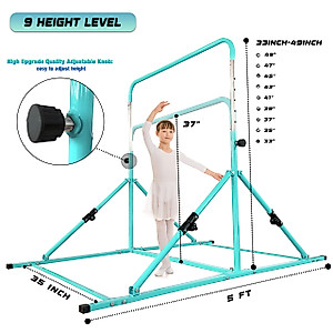 MARFULA Upgrade Foldable Gymnastic Bar with Mat for Kids Ages 3-12, 200 lbs Weight Capacity, Gymnastic Kip Bar Horizontal Bar for Kids, Gymnastic Training Equipment for Home and Gym Center Use