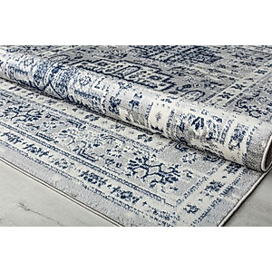 Rugs America Gallagher GL55F Inky Sundara Vintage Transitional Blue Distressed Non-Shedding Living Room Bedroom Dining Home Office Area Rug, 5'3"x7'