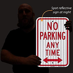 SmartSign - K-2331-HI-12x18 "No Parking Any Time" Sign | 12" x 18" 3M High Intensity Grade Reflective Aluminum Red on White