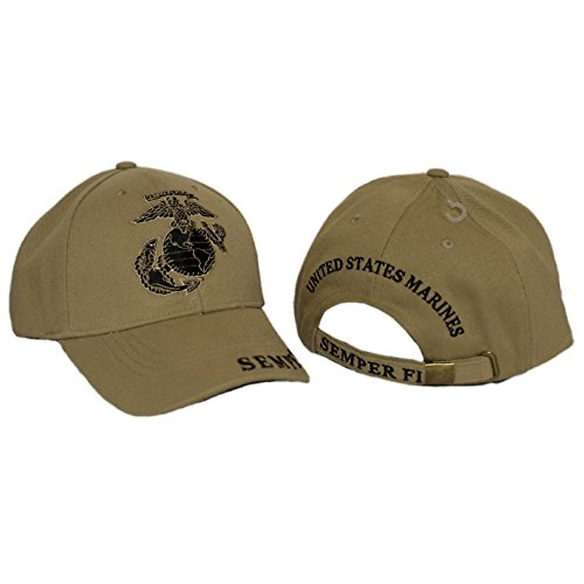 U.S Marine USMC Semper Fi Logo Eagle Embridered Cap Hat Beige